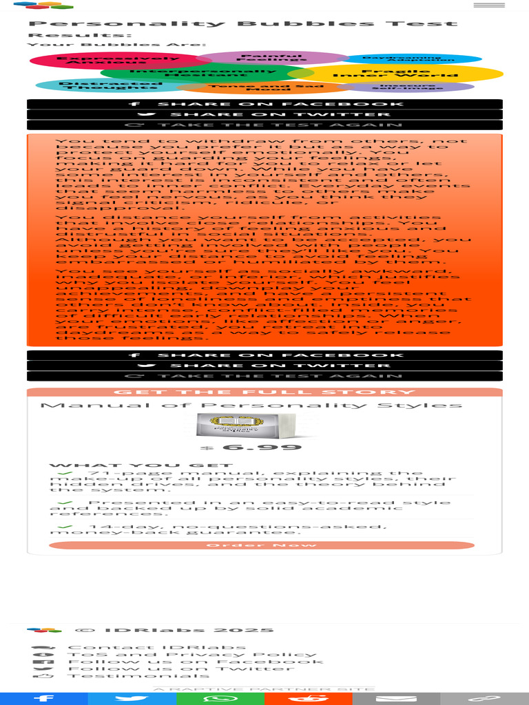 Personality Bubbles Test | PDF