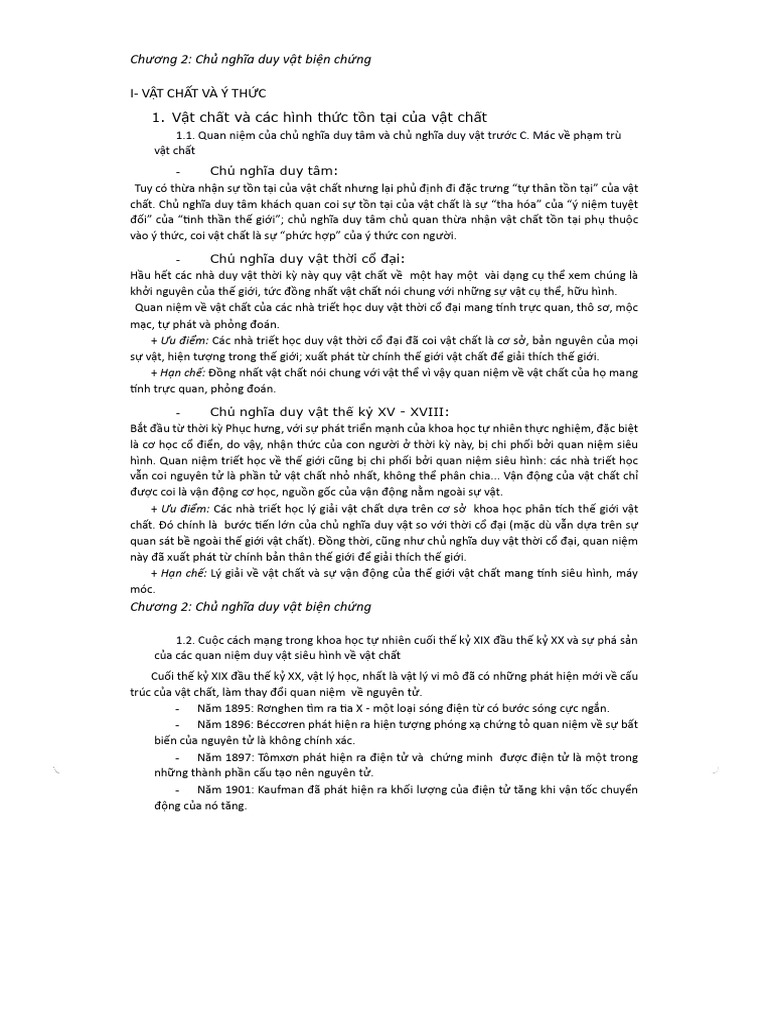 De Cuong Triet Hoc Tom Tat Kien Thuc Triet Hoc Chuong 2 Dai Hoc Noi Vu 122548 | PDF