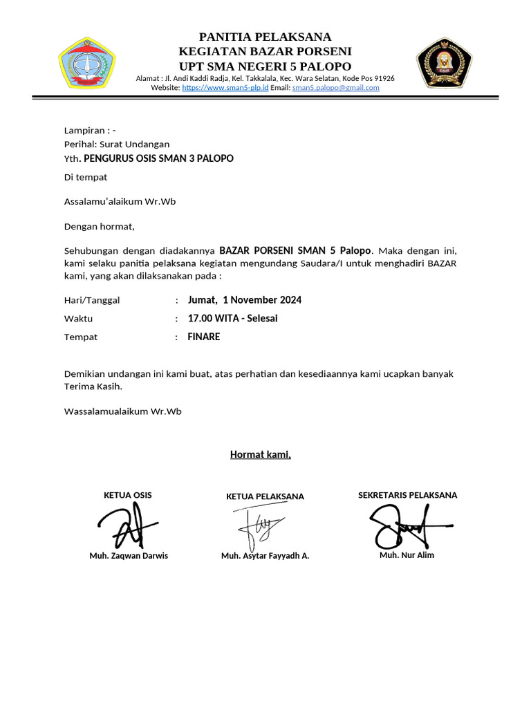 Undangan Osis Sman 3 Palopo | PDF