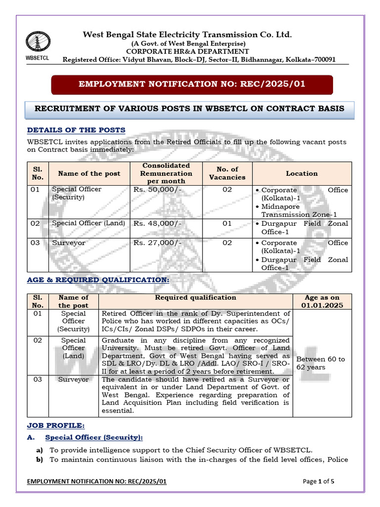 REC - 2025 - 01 - EMPLOYMENT NOTIFICATION - SO Sec Land Surveyor - 21 ...