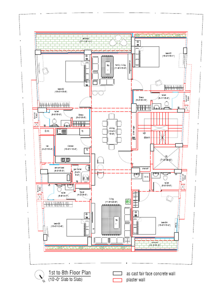 Trio (Sector-13, Road-501, Jolshiri) - 1st To 8th Floor Plan-1 | PDF