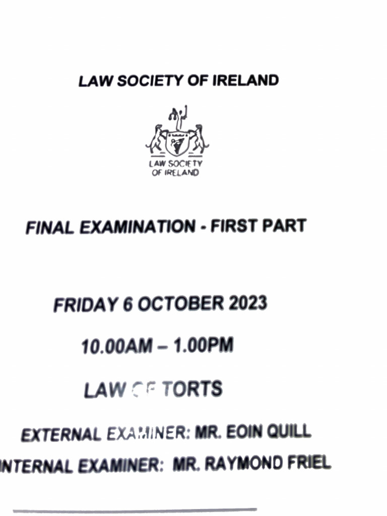 FE1 Tort Law Exam Papers 2023 | PDF