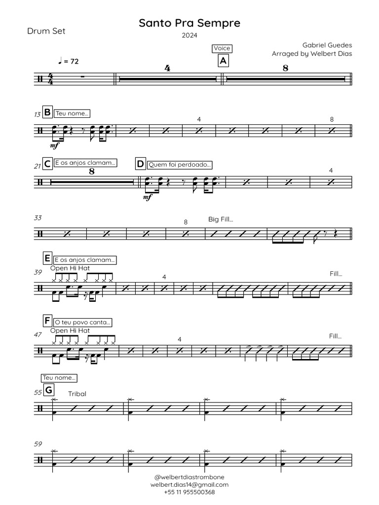 10 - Santo Pra Sempre - Drum Set | PDF