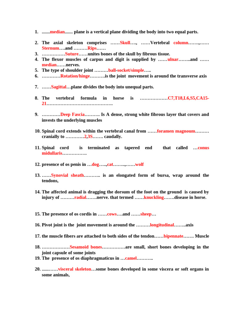 Anatomy Question Bank (Answered) (1) ١١٥٣٢٦ | PDF | Vertebral Column ...