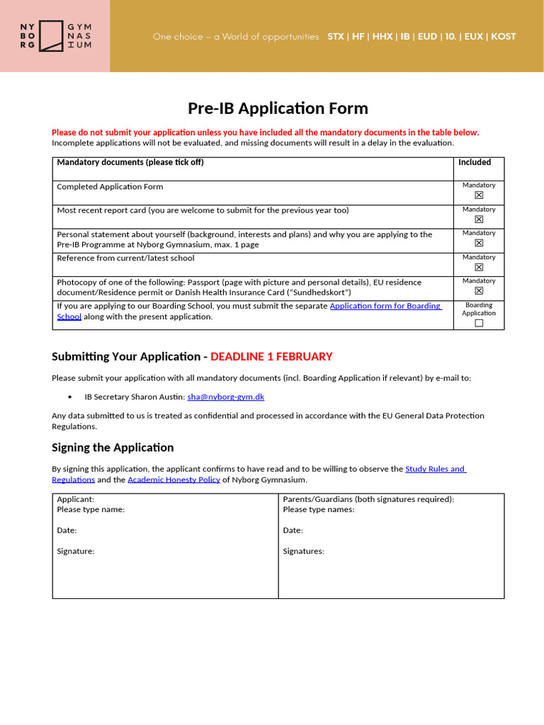Application Form Pre Ib Programme 20241124 | PDF | Nordic Countries ...