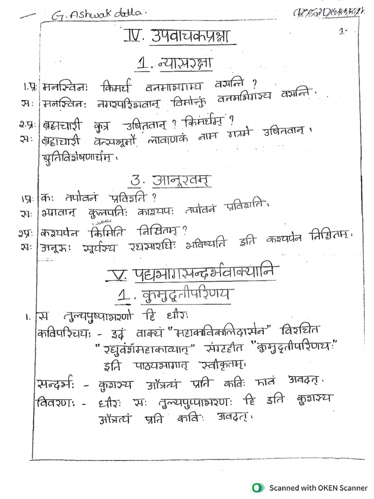 Sanskrit Important Questions | PDF