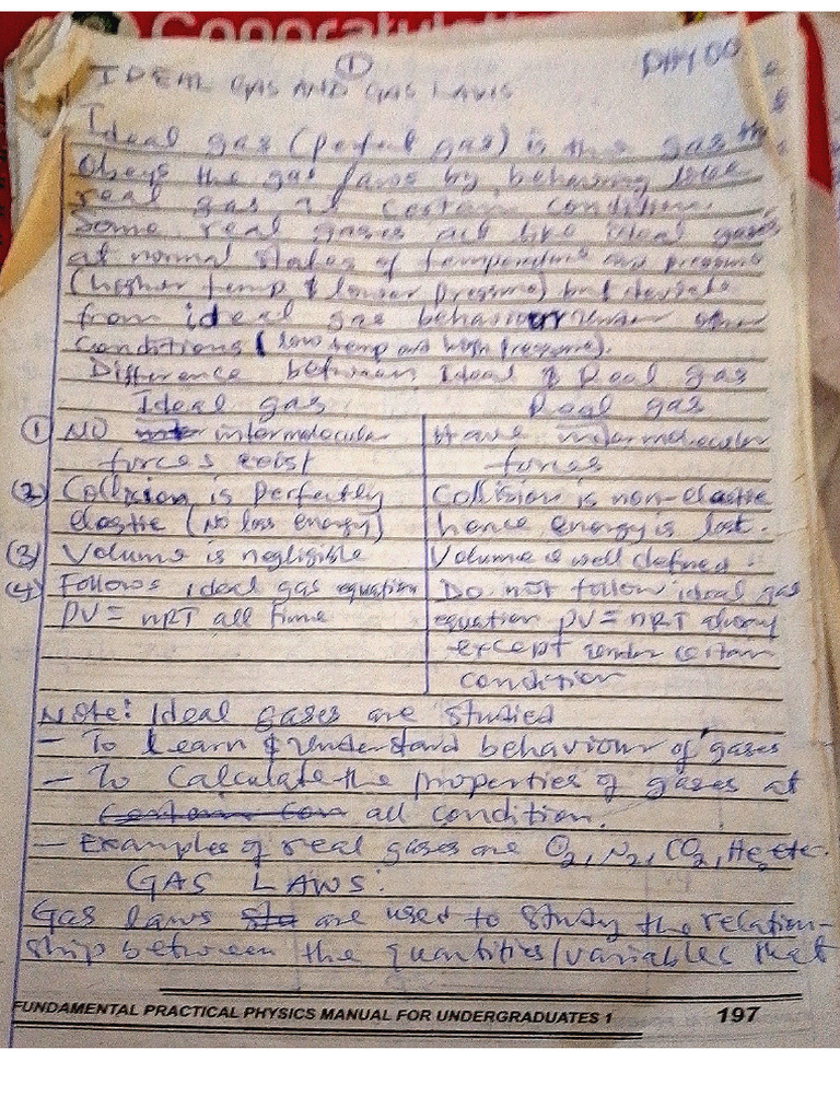 Phy 002 Ideal Gas and Gas Laws | PDF