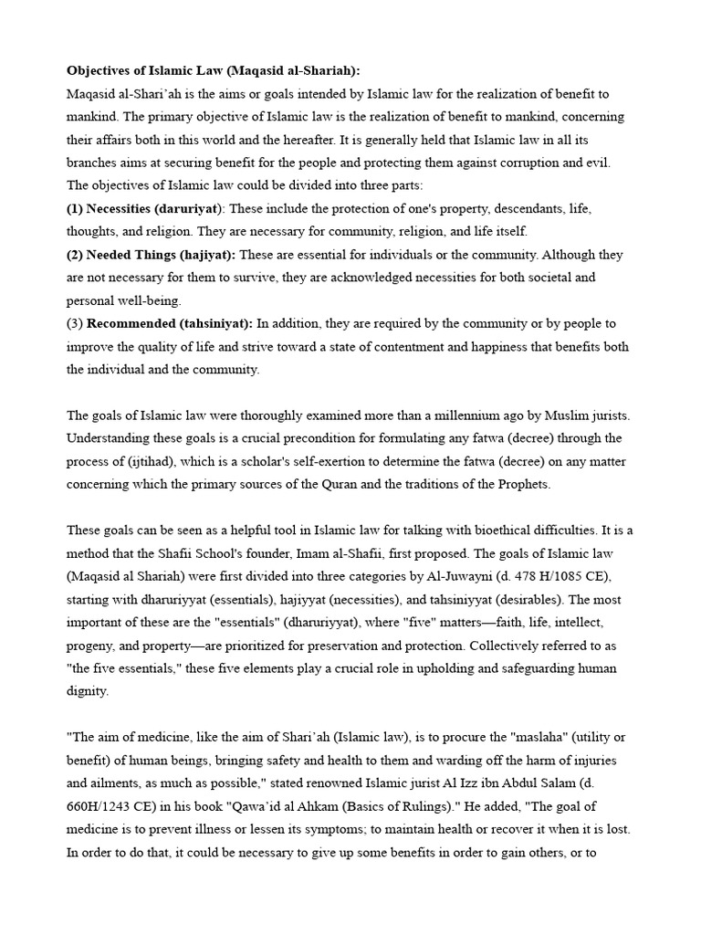 Objectives of Islamic Law and Surgery Ethics | PDF | Sharia | Plastic ...