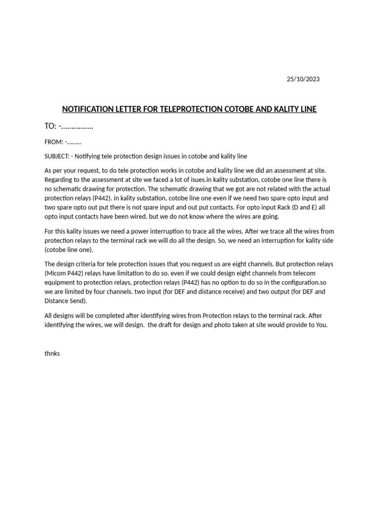 Teleprotection Notification | PDF