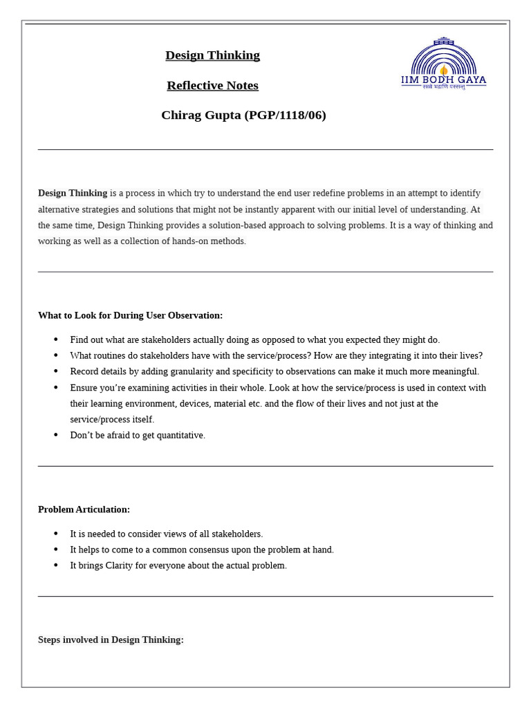 1118 Chirag Gupta Group1 | PDF | Design Thinking | Cognition