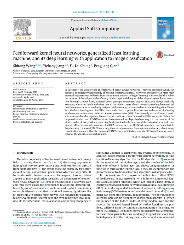2015 Elsevier Feedforward Kernel Neural Networks Generalized Least Learning Machine and Its Deep ...