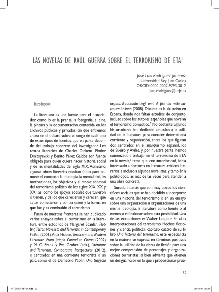 Las Novelas de Raul Guerra Sobre El Terrorismo de | PDF