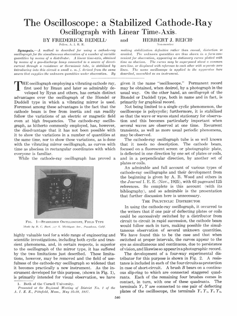 The Oscilloscope A Stabilized Cathode-Ray Oscillograph With Linear Time ...