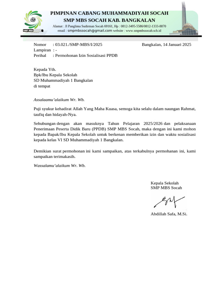 surat permohonan sosialisasi PPDB | PDF