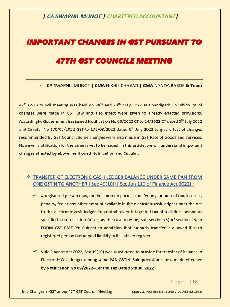 Imp Changes in GST in 47th GST Councile Meeting 1657698003 | PDF ...