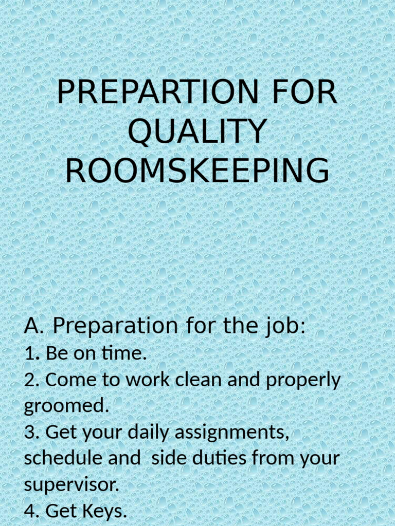 Roomkeeping Preparation Guide | PDF