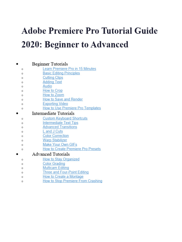 Premiere Pro Guide: Beginner to Advanced | PDF