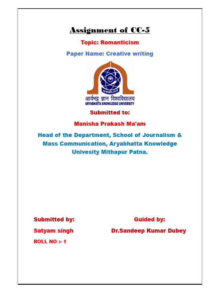 Romanticism Creative Writing Assignment | PDF