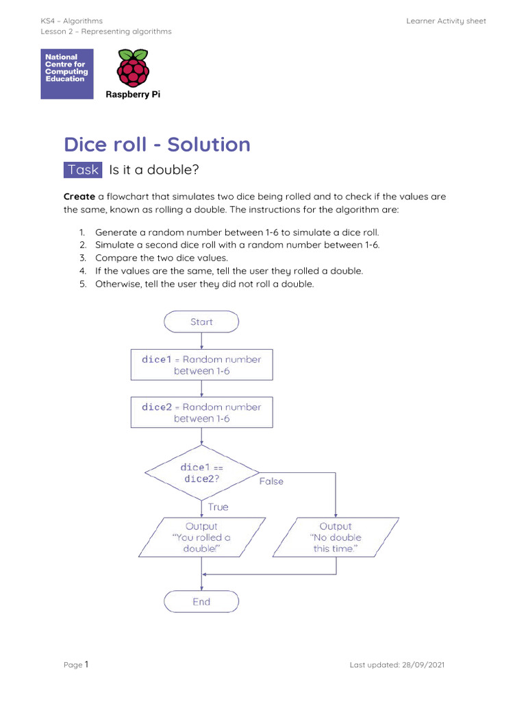 Flowchart for Dice Roll Simulation | PDF