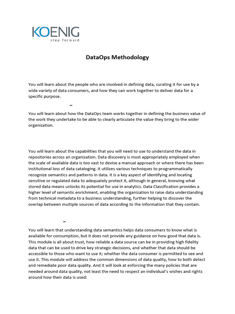20221212519-DataOpsMethodology | PDF | Data | Data Quality