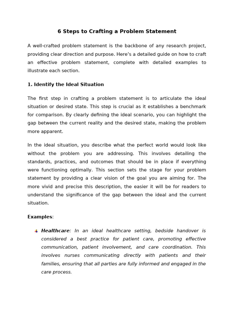 6 Steps to Crafting a Problem Statement | PDF | Health Care | Poverty