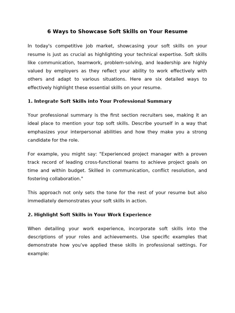 Showcase Soft Skills on Your Resume | PDF | Skill | Leadership