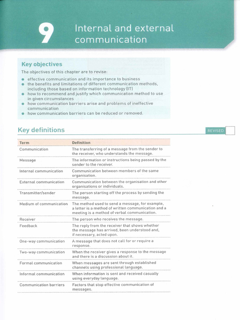 Chapter 9 - Internal & External Communication | PDF