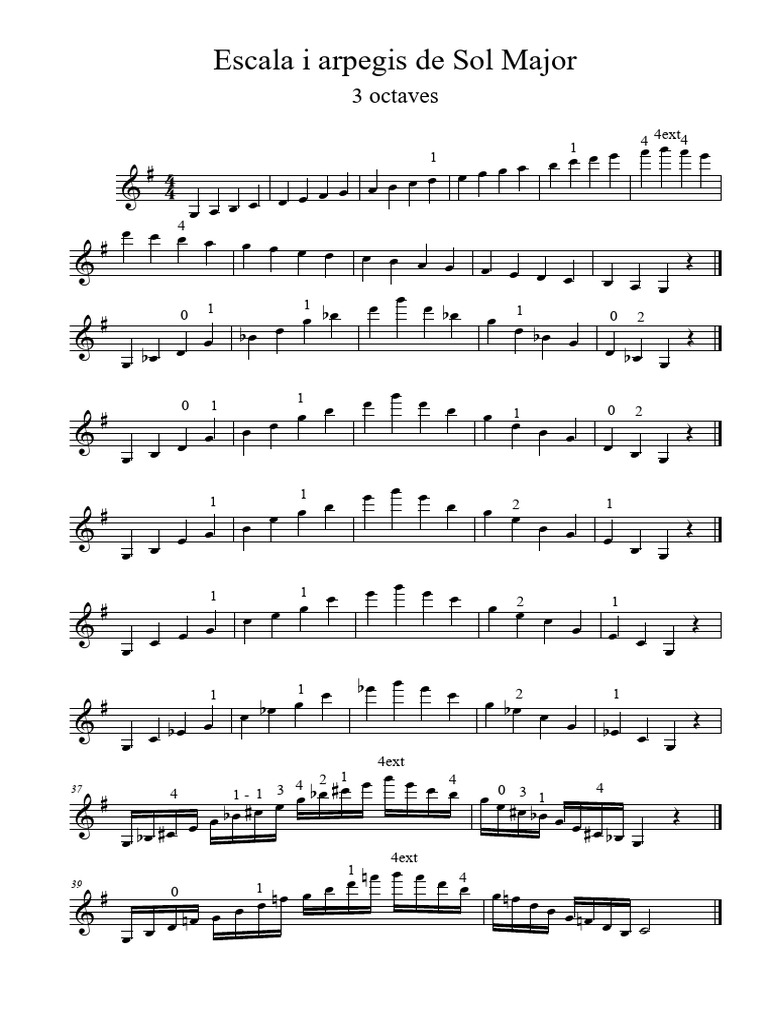Escala I Tots Arpegis Sol M - 3 Octaves | PDF