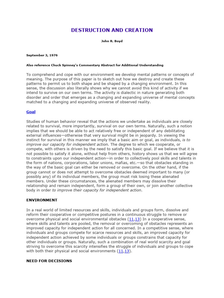 Boyd's Destruction and Creation Insights | PDF | Entropy | Uncertainty ...