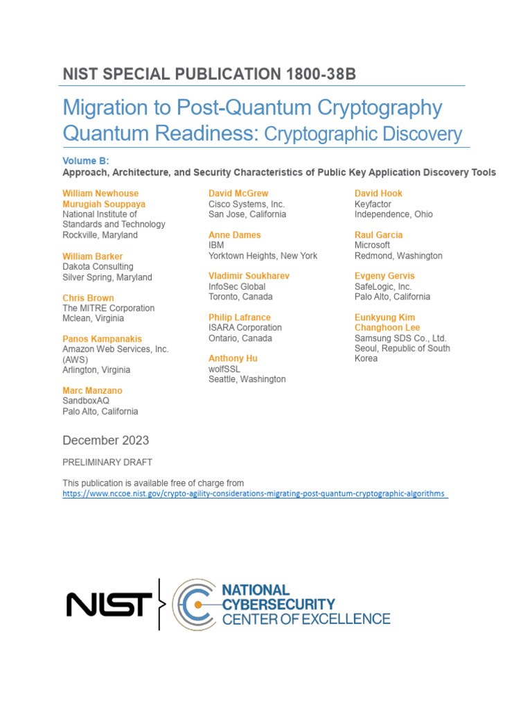 PQC Migration Nist SP 1800 38b Preliminary Draft | PDF | Public Key ...