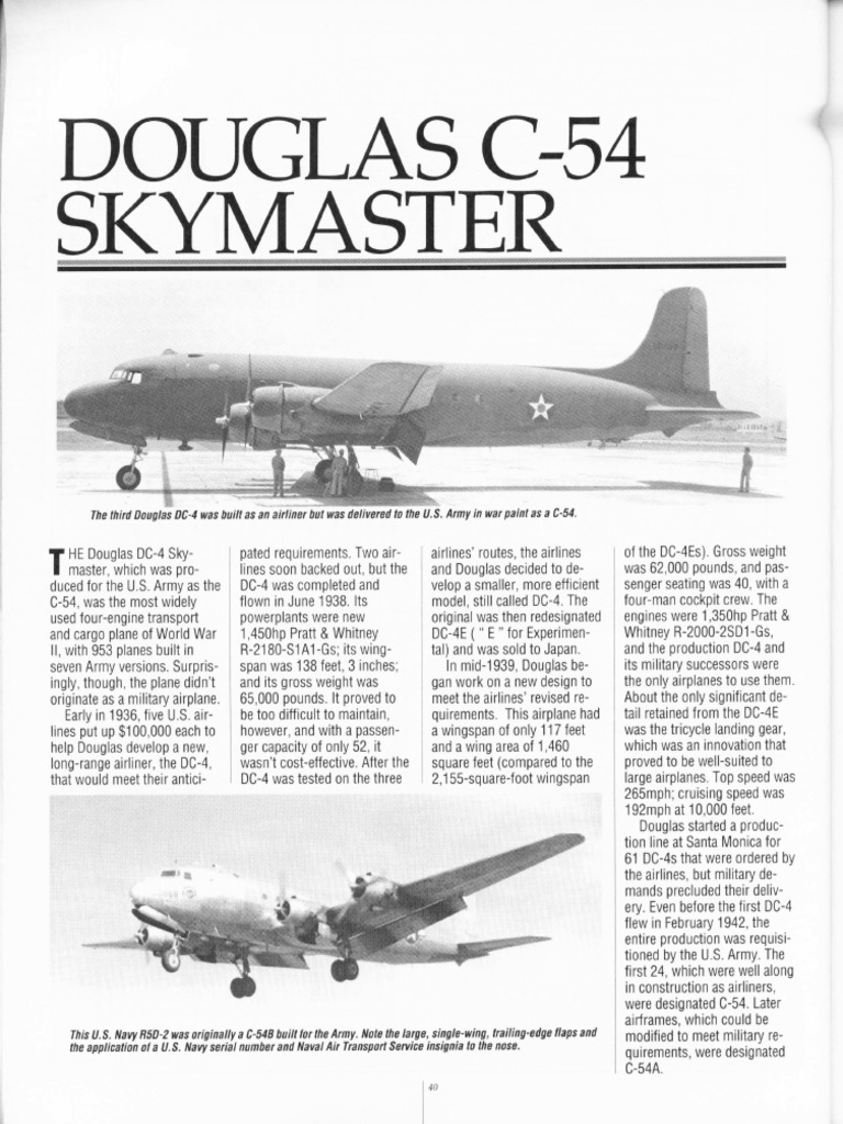 Scale Aircraft Drawings Vol. 2 10 - Douglas C-54 Skymaster | PDF