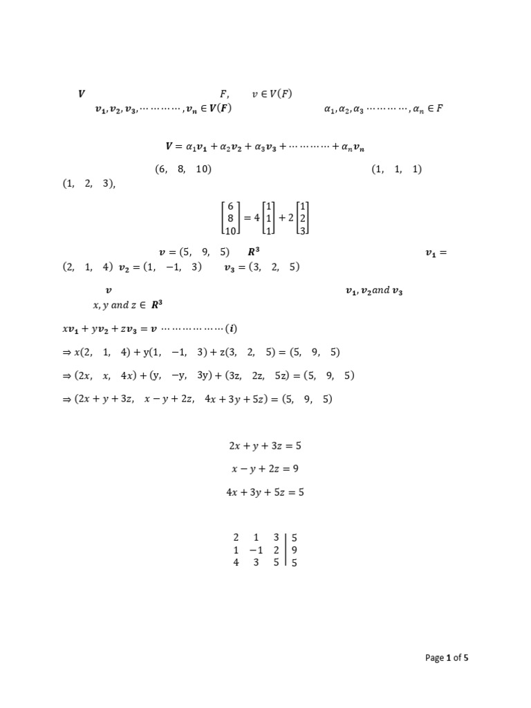 Linear Combination-linearly dependent_ independent | PDF | Vector Space | Mathematics