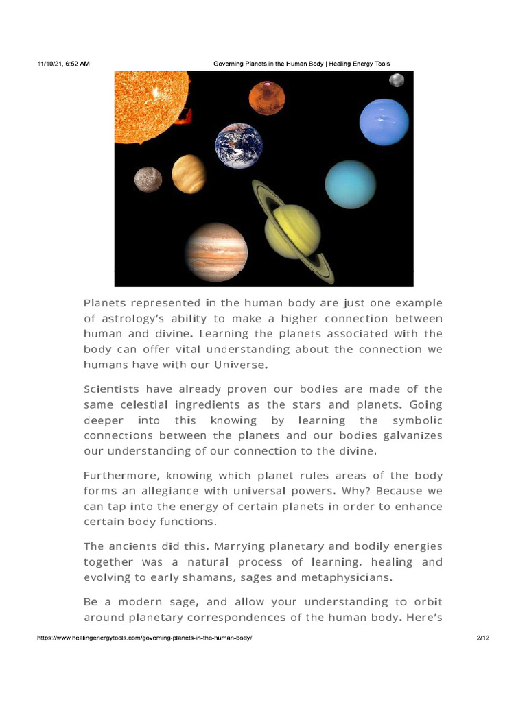 Governing Planets in The Human Body - Healing Energy Tools pg2 | PDF