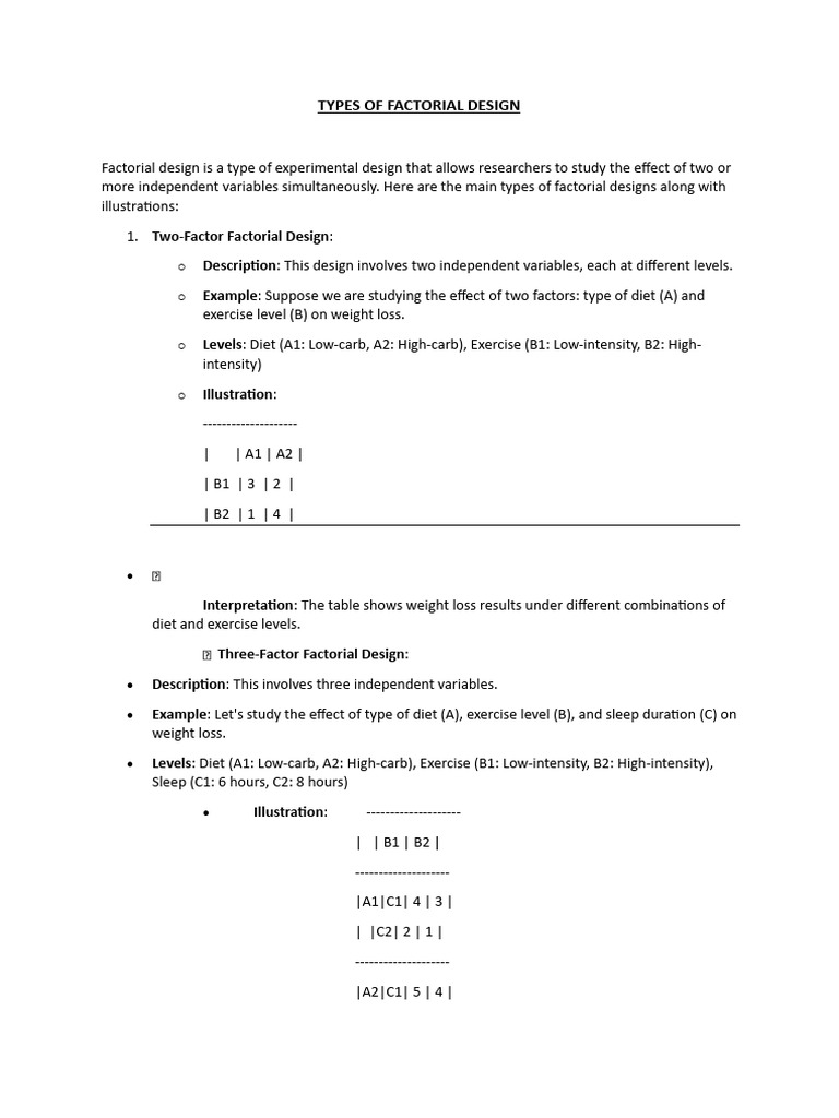 Types of Factorial Design | PDF