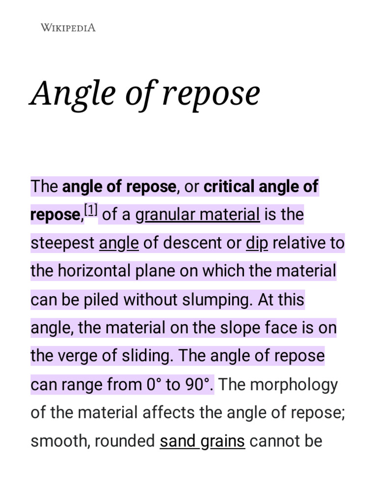 Understanding the Angle of Repose | PDF