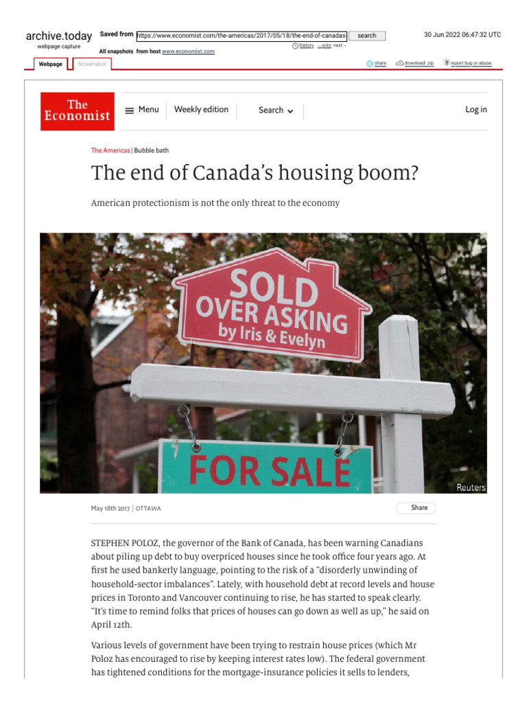 The End of Canada's Housing Boom - The Economist | PDF | North American ...
