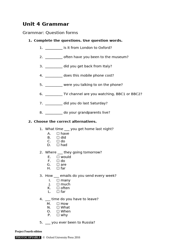 Unit 4 Grammar | PDF