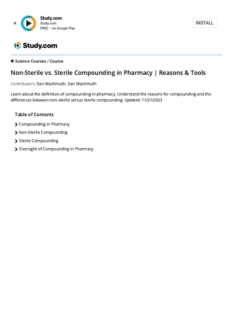 Non-Sterile vs. Sterile Compounding in Pharmacy - Reasons & Tools ...