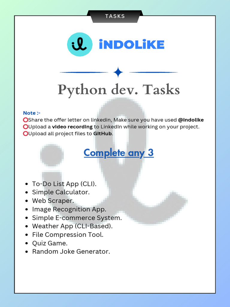 Python Dev Tasks for LinkedIn Sharing | PDF