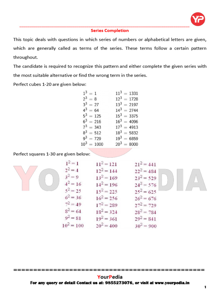 Series completion | PDF | Mathematics | Elementary Mathematics