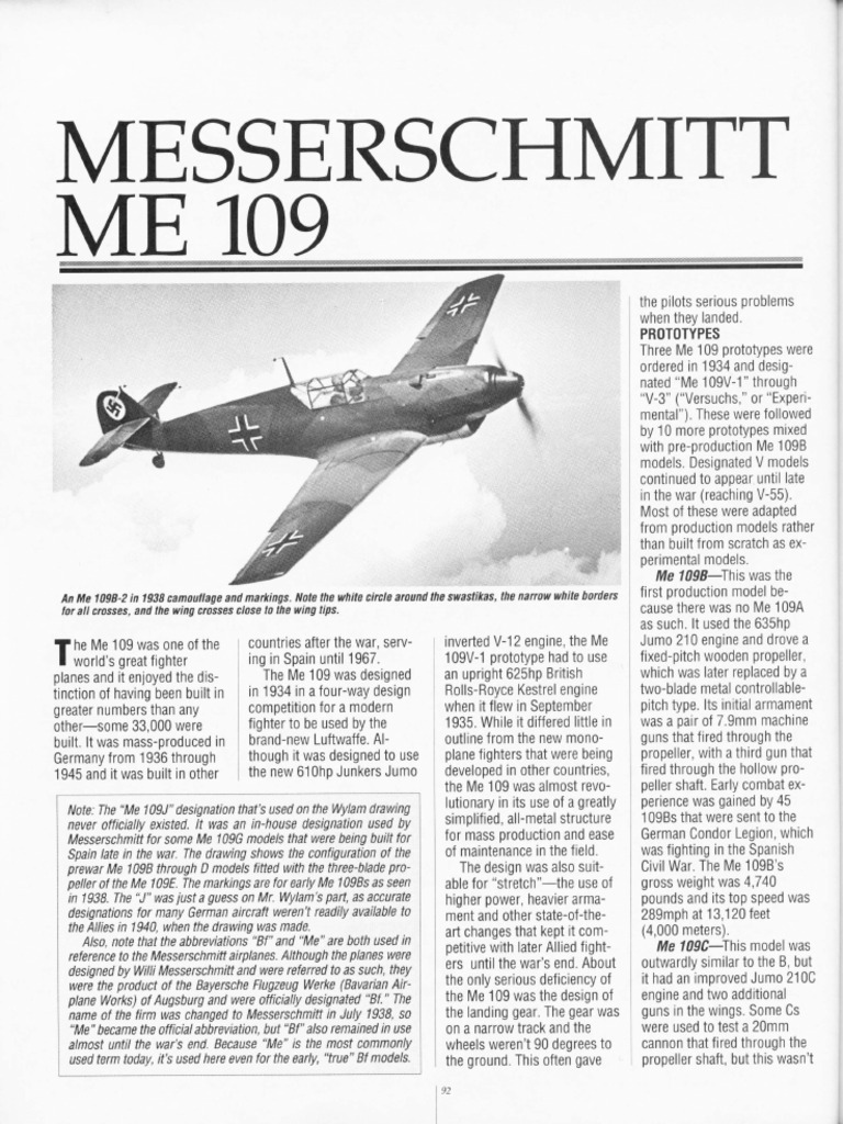 Scale Aircraft Drawings Vol. 2 24 - Messerschmitt Me 109 | PDF