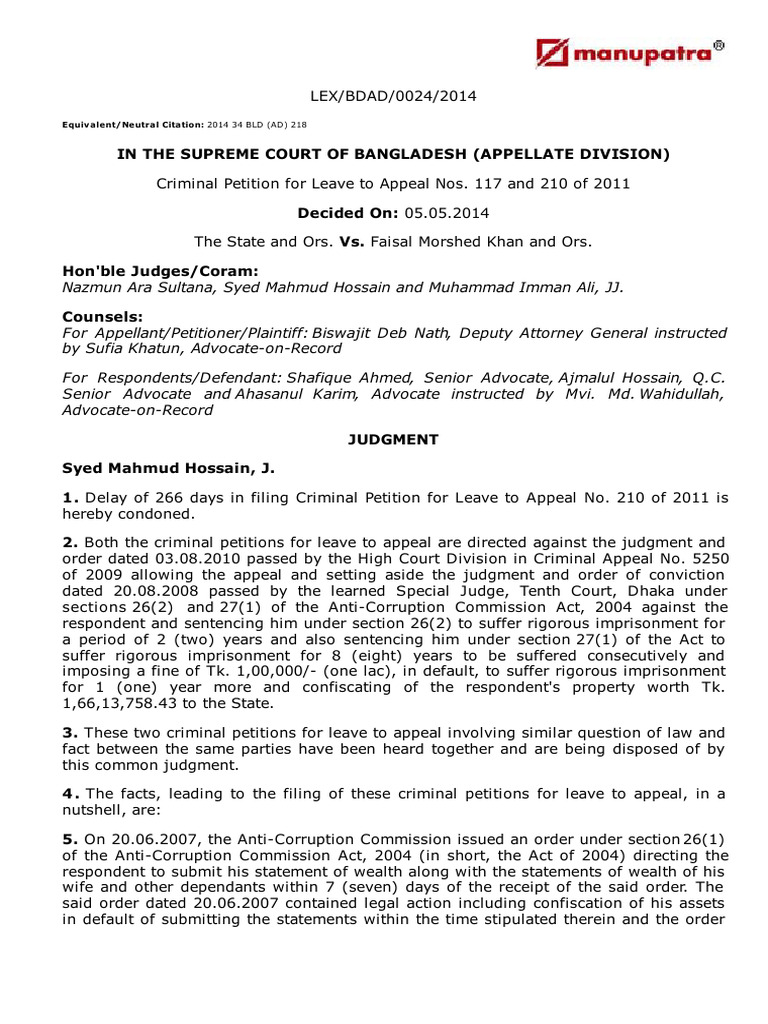 The State and Ors Vs Faisal Morshed Khan and Ors 0BDAD20141305151727453COM669884 | PDF ...