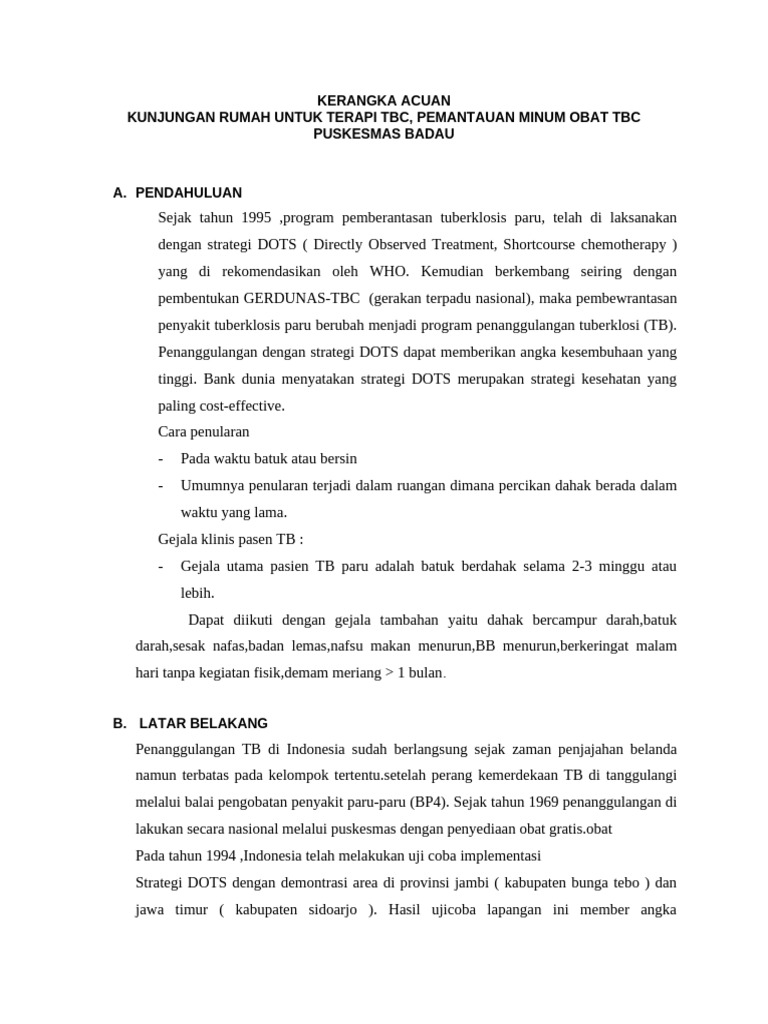 KAK KUNJUNGAN RUMAH TBC | PDF