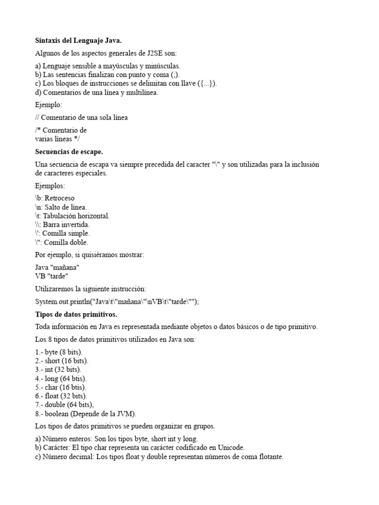 Tuto Java Roberto | PDF | Variable (informática) | Java (lenguaje de programación)