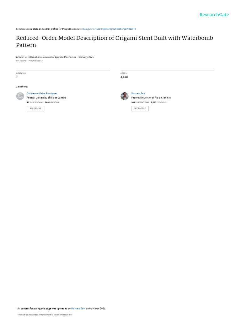 OrigamiStent ROM IJAM21 Online | PDF | Origami | Shape Memory Alloy
