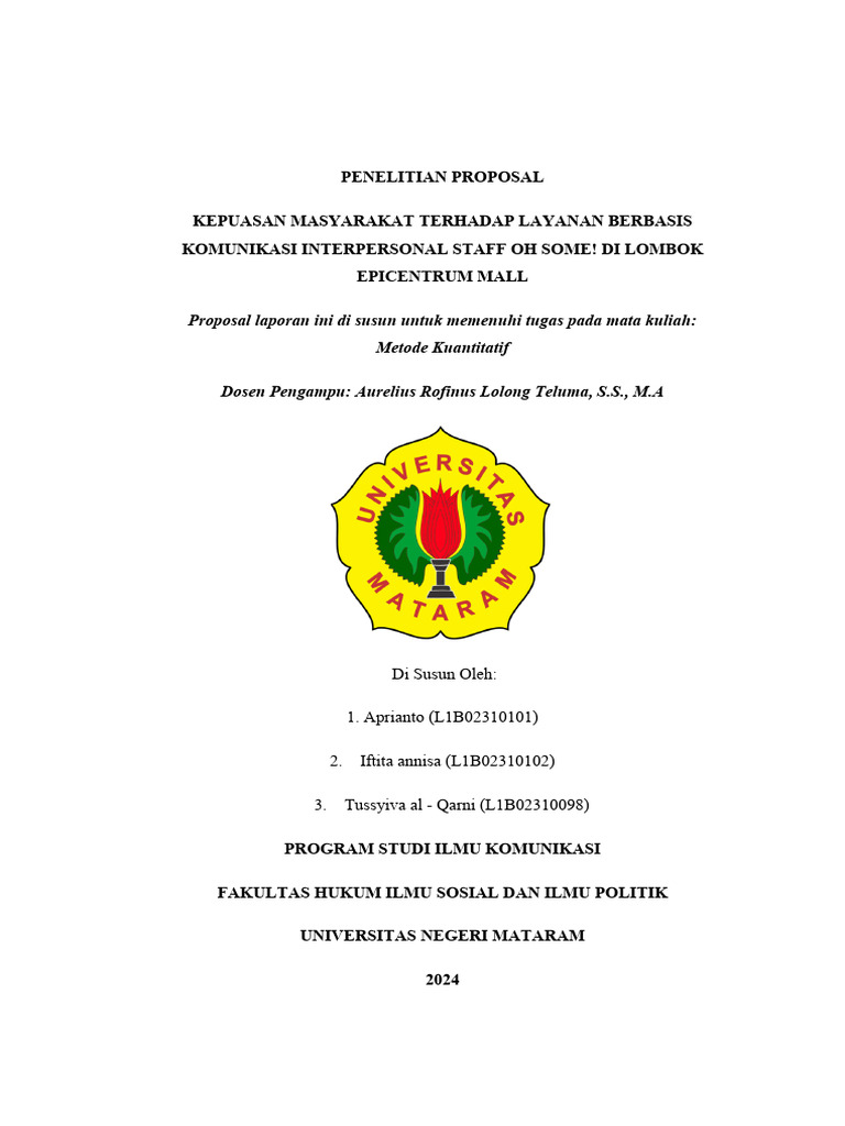 Proposal Survei Kuantitatif | PDF