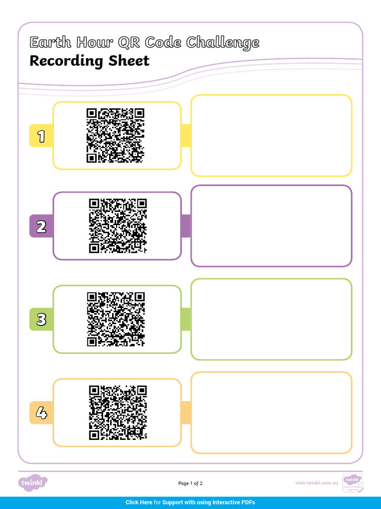 QR Code Recording Sheet Interactive | PDF