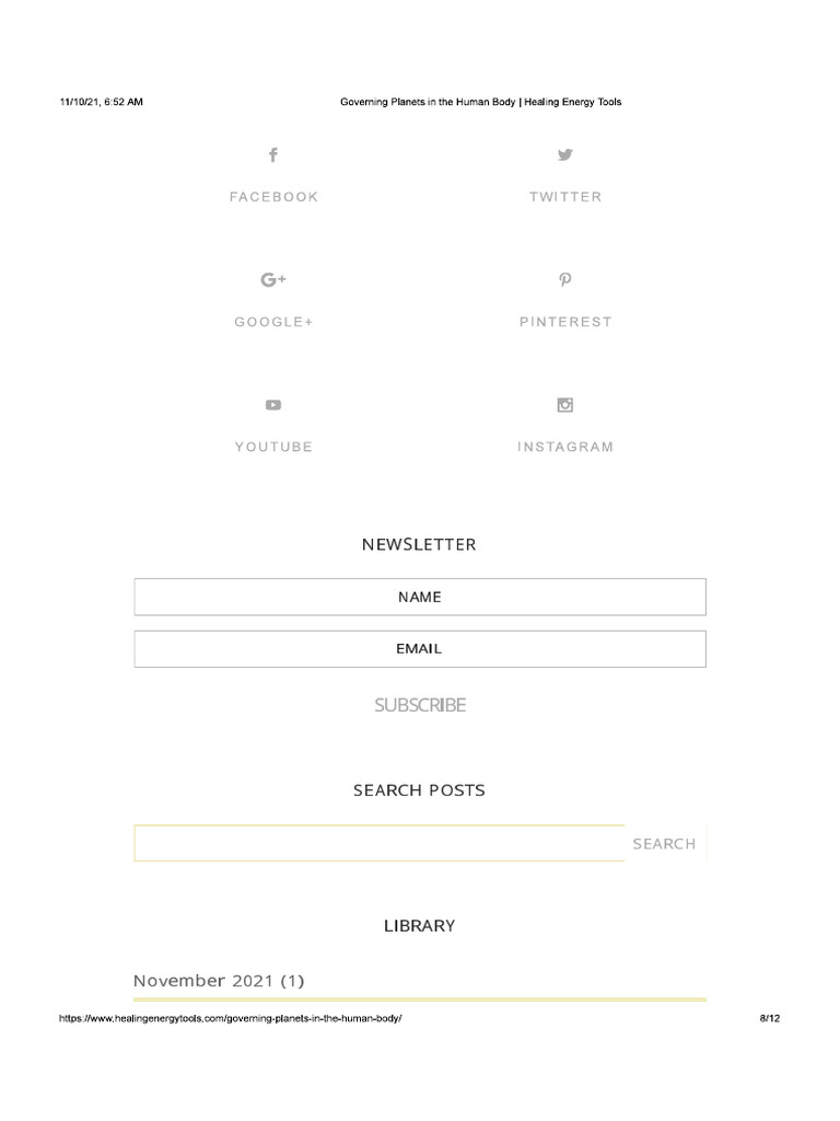 Governing Planets in The Human Body - Healing Energy Tools pg8 | PDF