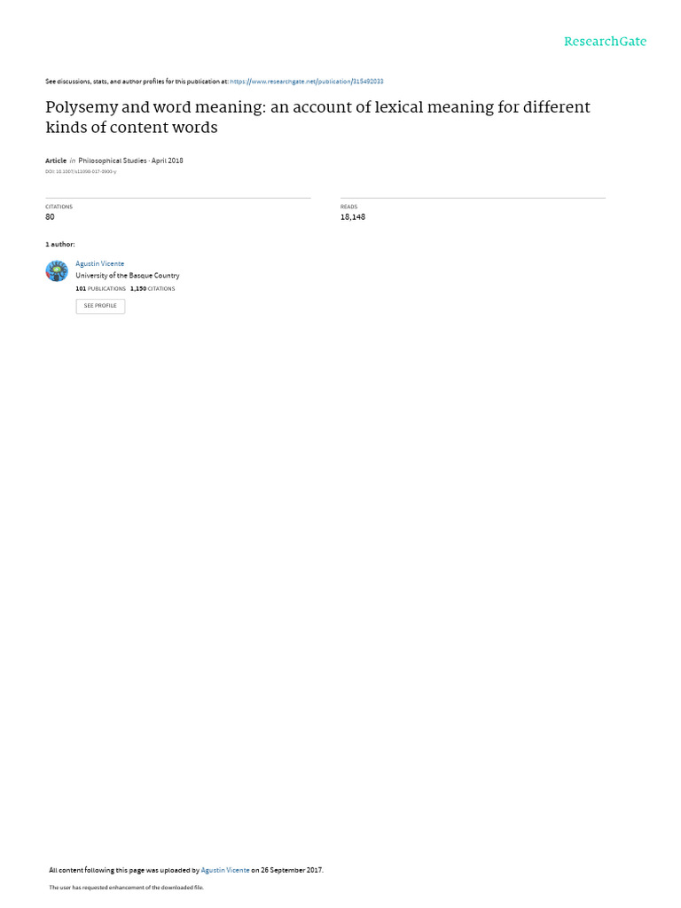 Polysemy - Meanings AB | PDF | Semantics | Word