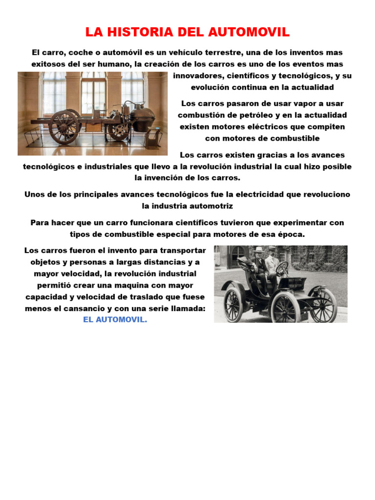LA HISTORIA DEL AUTOMOVIL | PDF | Coche | Motores